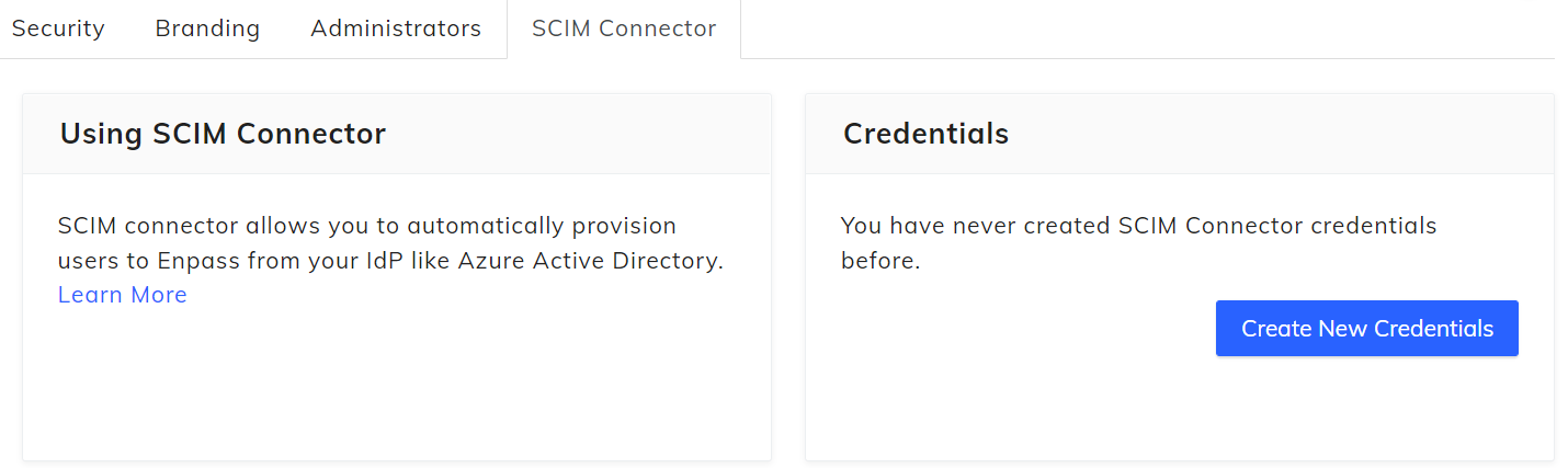 Creating new SCIM connector credentials