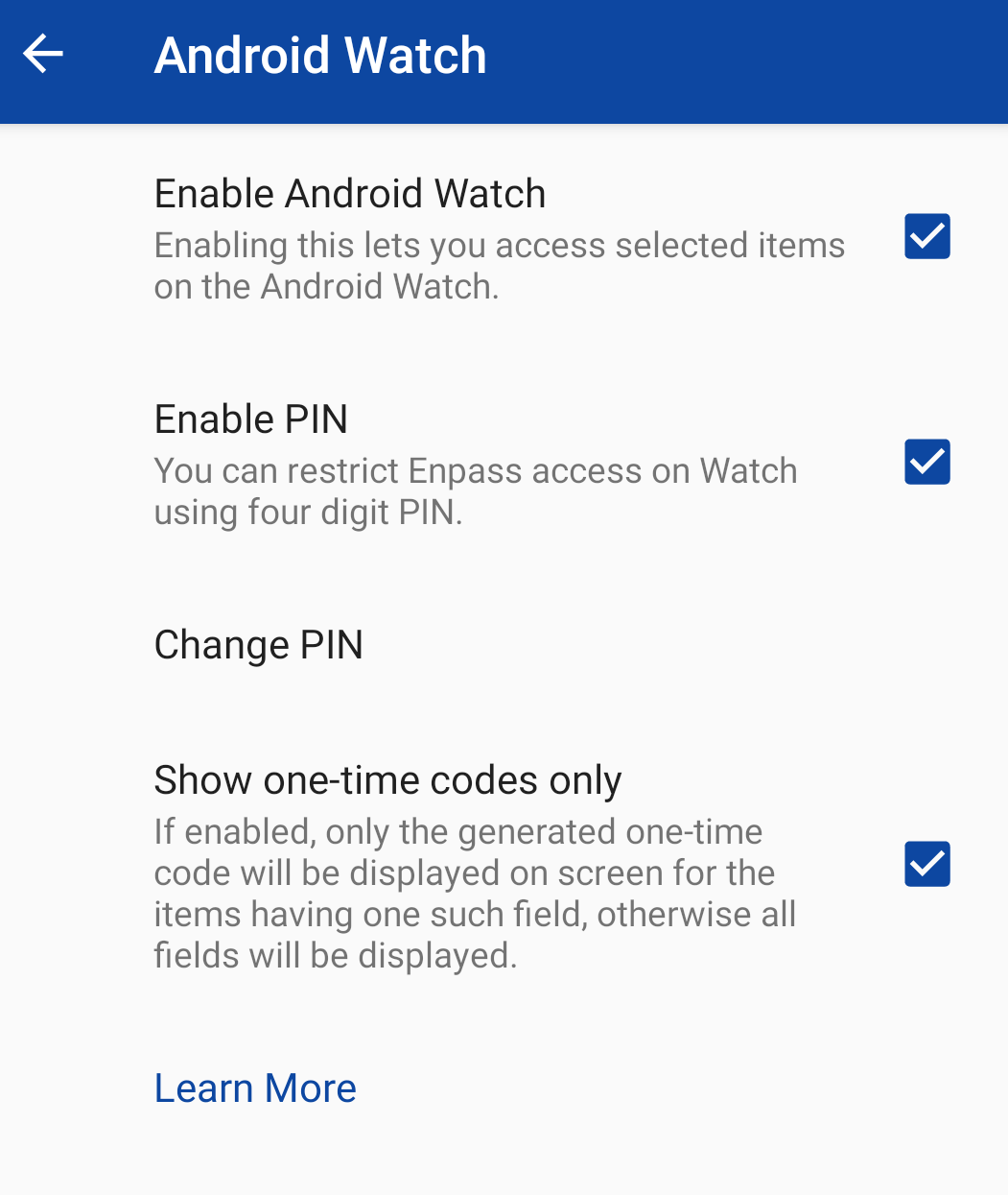 Using Enpass on an Android Watch