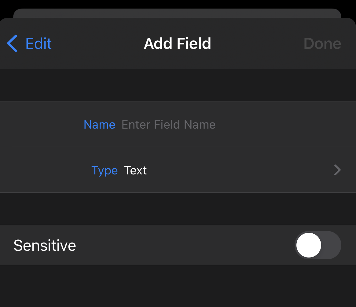 Adding fields and sections in Enpass