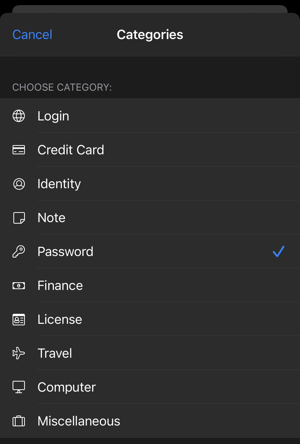 Customizing categories in Enpass