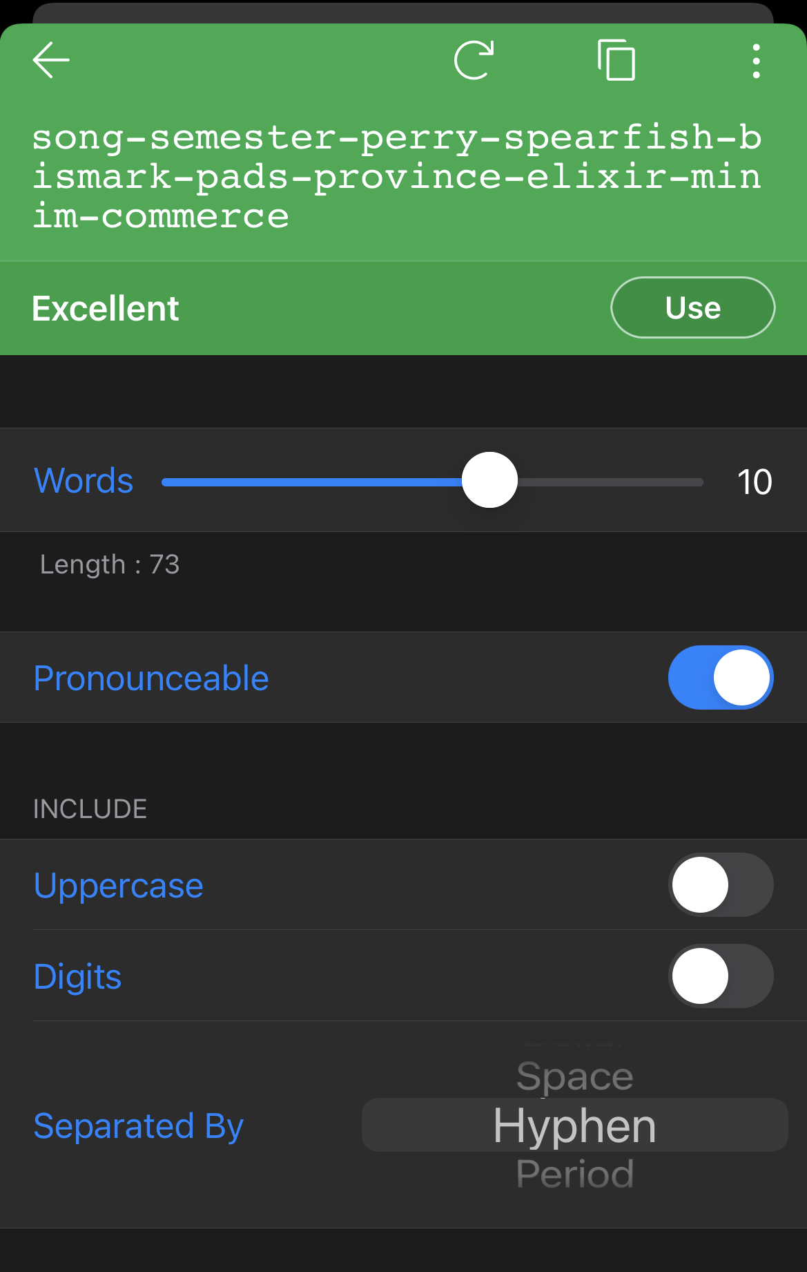 Generating pronounceable random passwords in Enpass